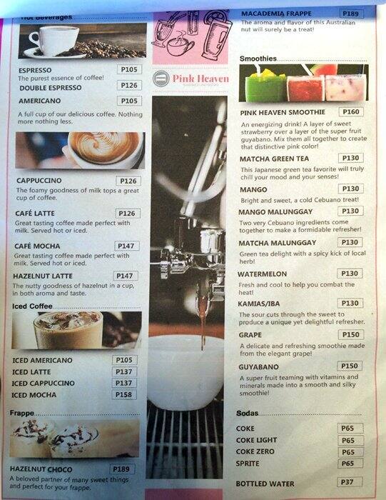 Menu at Pink Heaven Bakeshop And Bistro desserts, Cebu City, South ...
