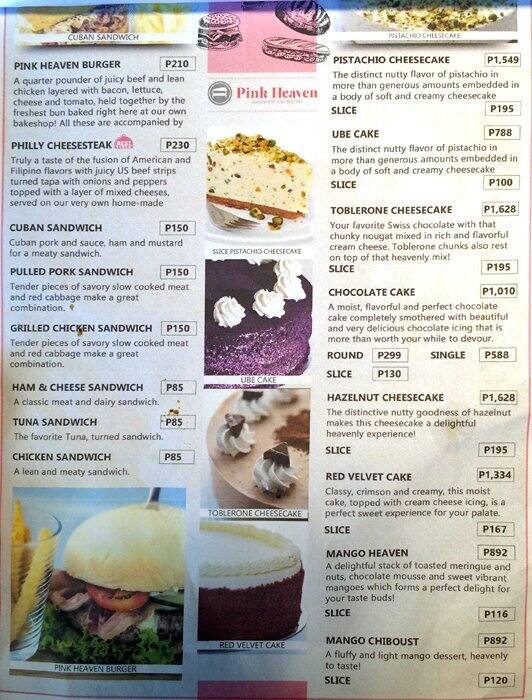 Menu at Pink Heaven Bakeshop And Bistro desserts, Cebu City, South ...