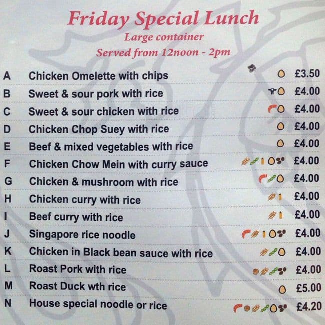 Menu at Chinese Express fast food, Croydon, 25 Whitehorse Rd