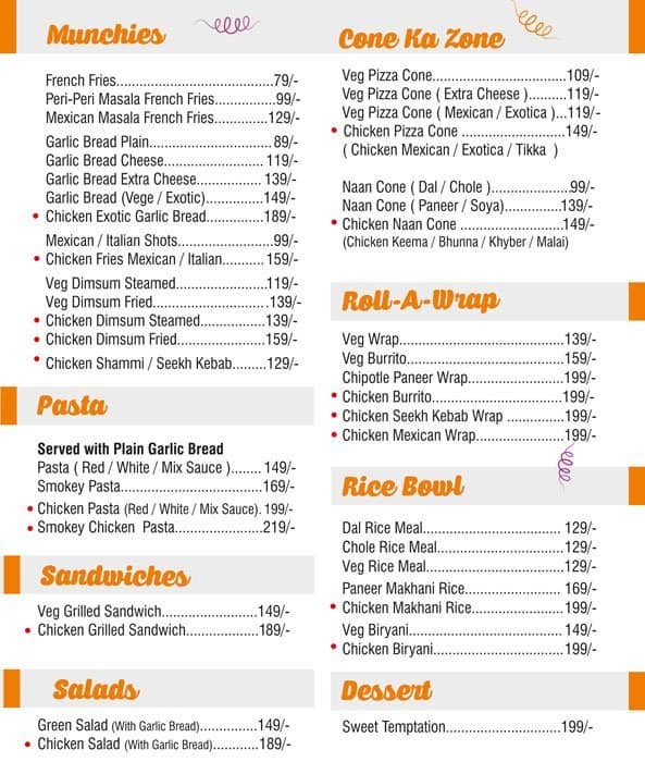 Cones & Curries Menu, Menu for Cones & Curries, Kamla Nagar, New Delhi ...