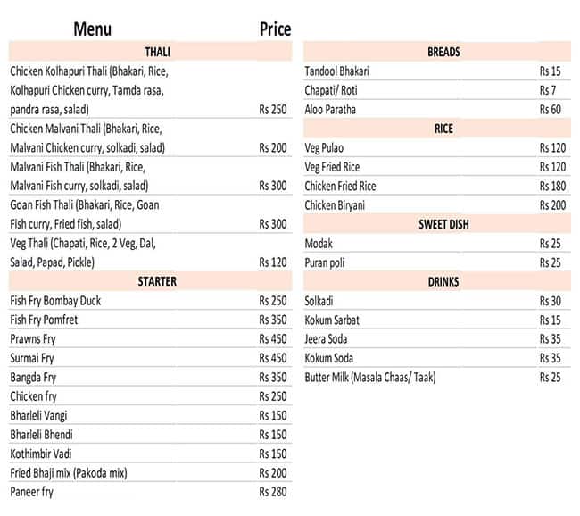 Menu of Saiba Meeting Point And Restaurant, Vasai, Mumbai