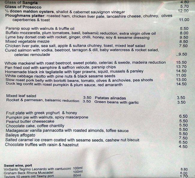 Menu at Norfolk Arms pub & bar, London, 28 Leigh St