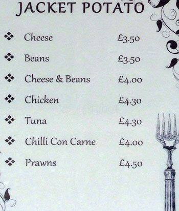 Menu at Breadline Cafe, London