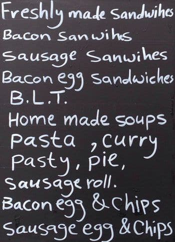 Menu at Breadline Cafe, London