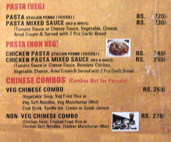 Menu of Shraddha Temptations, S D Road, Secunderabad