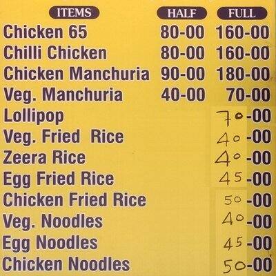 Menu at Zen Chinese Fast Food, Hyderabad, CF34+P3P