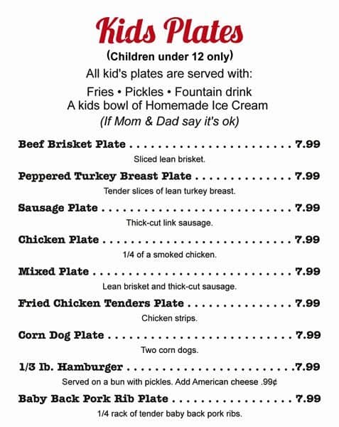 Menu at The County Line BBQ, San Antonio, 111 W Crockett St #104