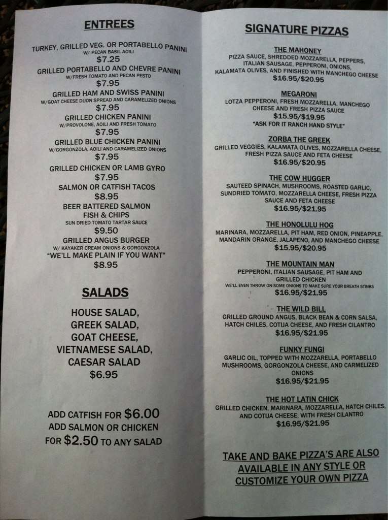 Menu at Farrago Markets Cafe, Pagosa Springs