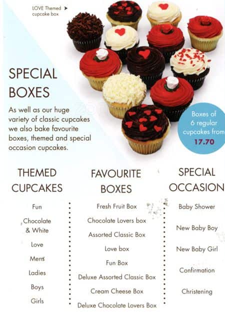 Menu at Lola's Cupcakes Blackfriars, London