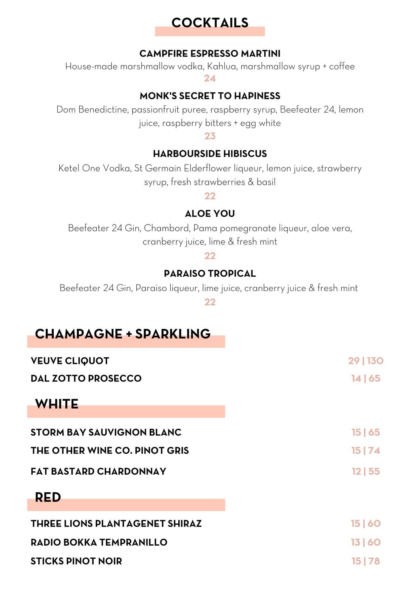 Carta de Hyde Hacienda Sydney Bar + Lounge, Sydney