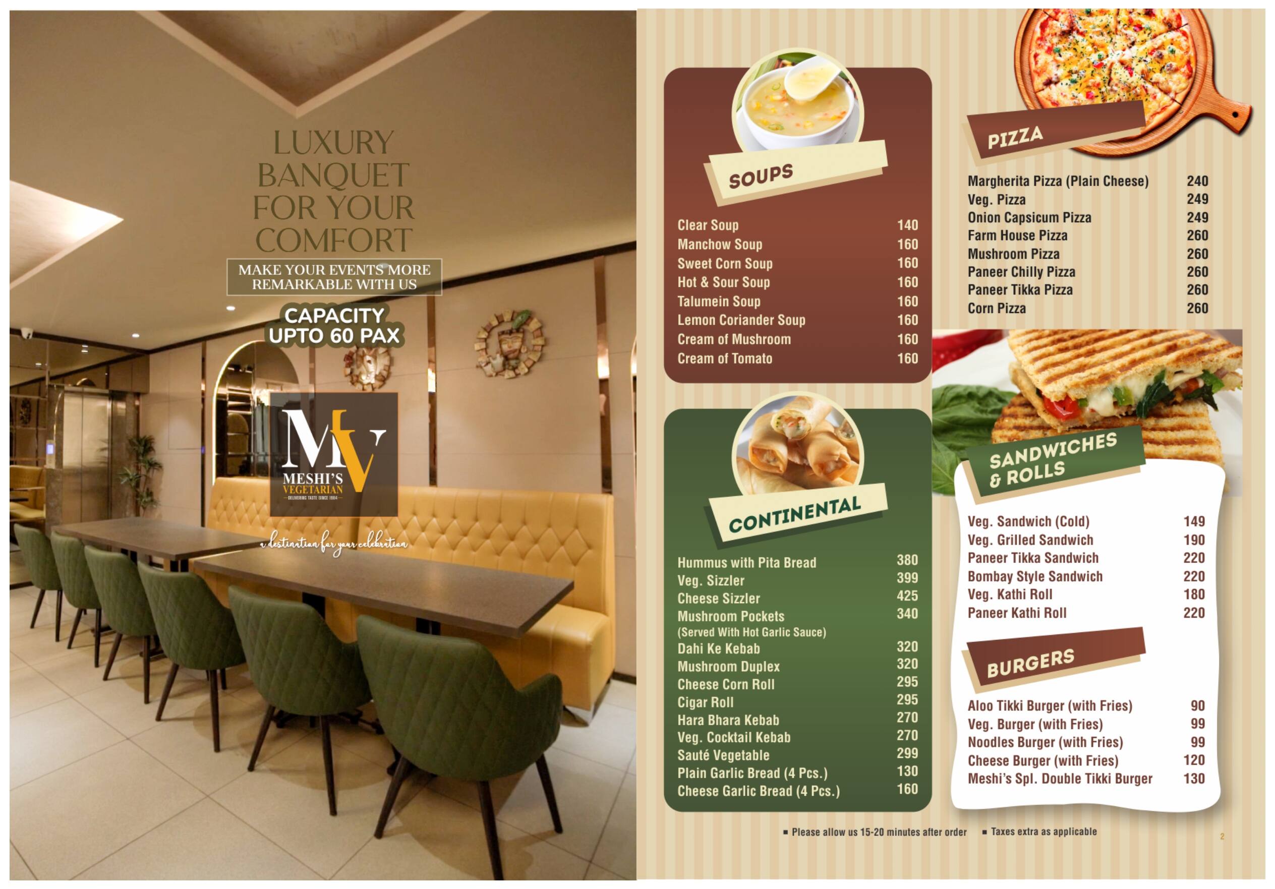 Menu of Meshi's Vegetarian, Model Town, Ludhiana