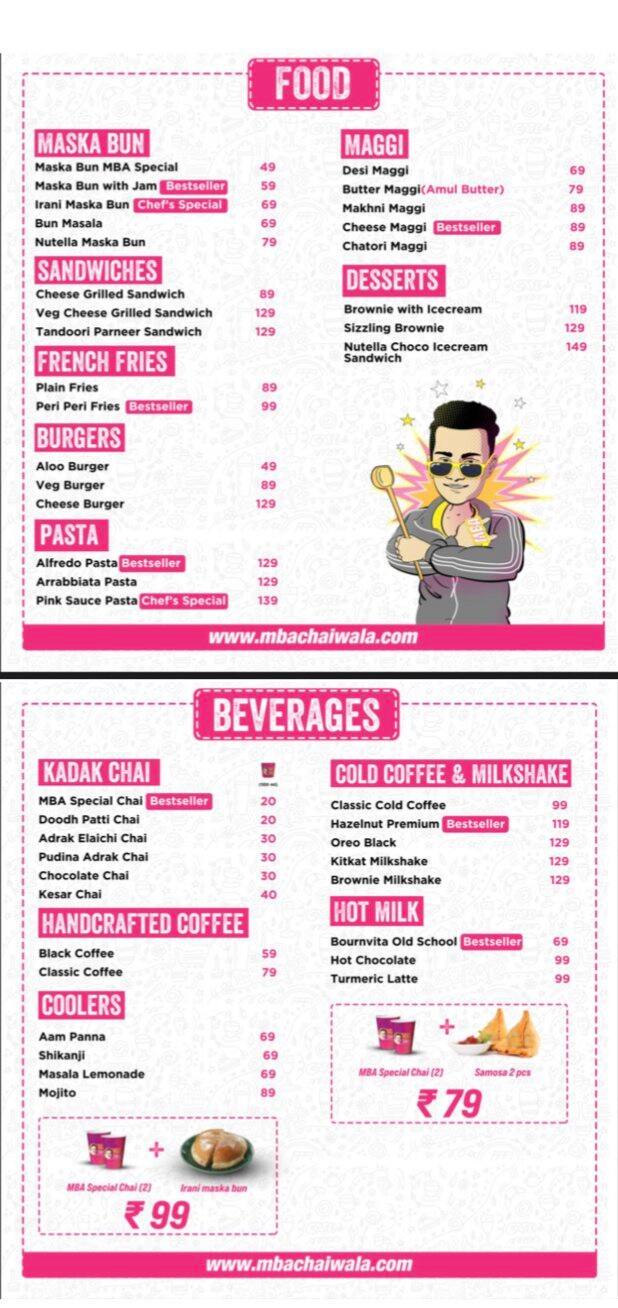 Menu at MBA CHAIWALA BURRABAZAR, Kolkata