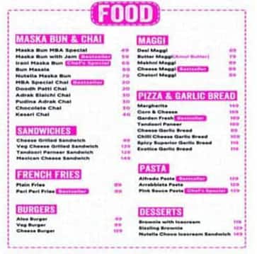 Menu at MBA CHAIWALA BURRABAZAR, Kolkata