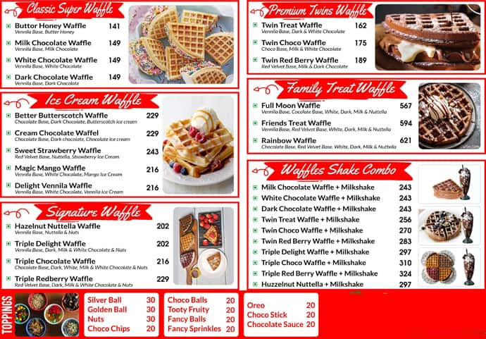 Menu of Waffle Boyz, GST Road, Chennai