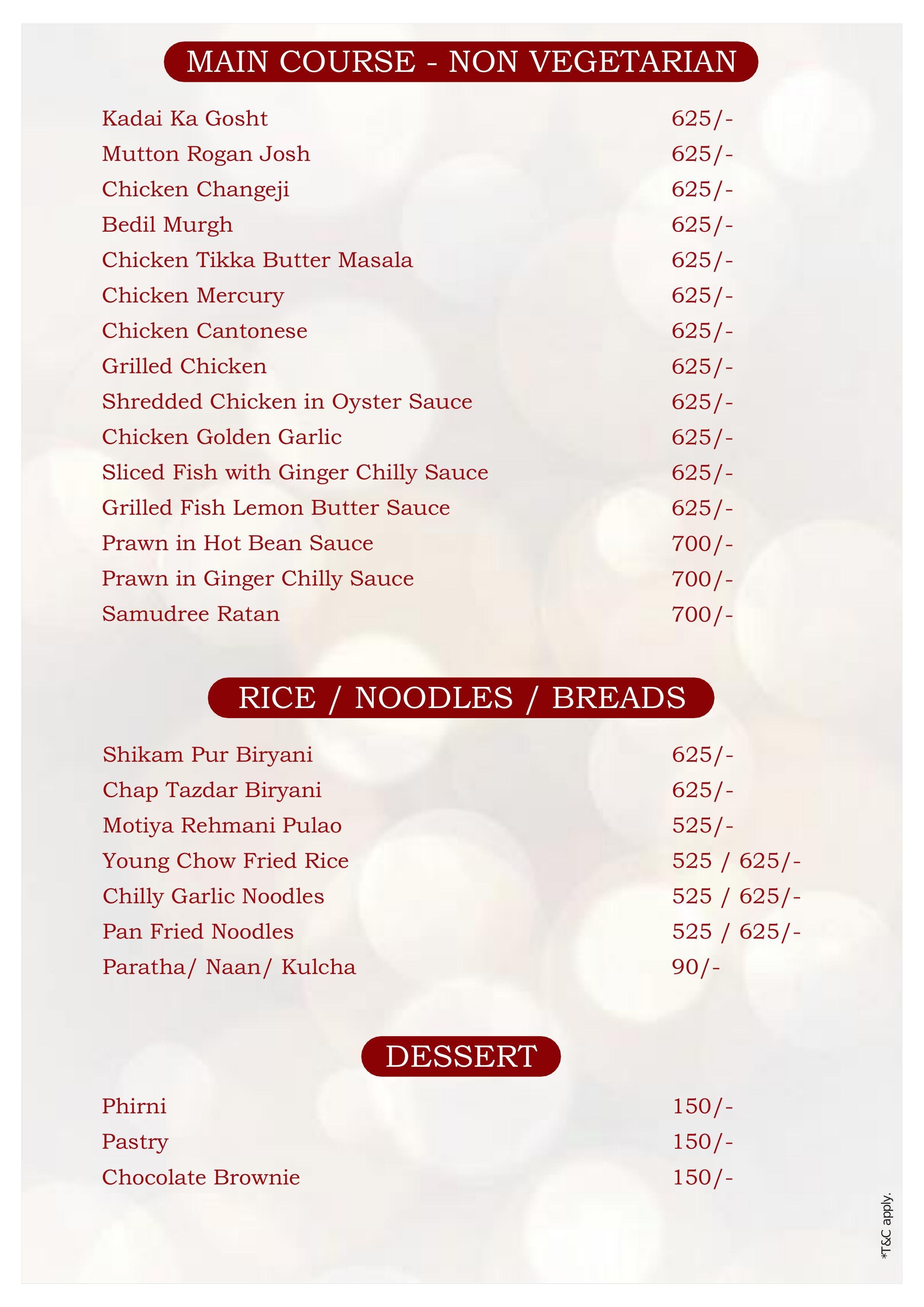 Menu of Samrat Restaurant - Chanakya BNR Hotel, Kanka, Ranchi