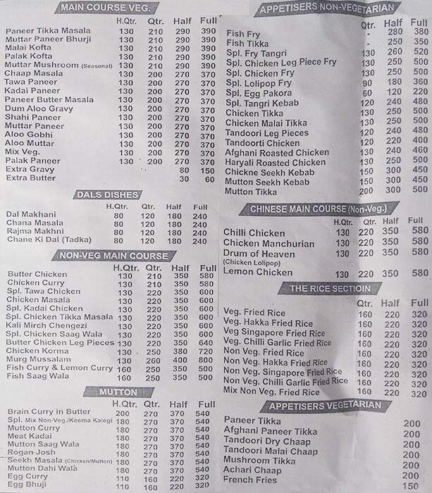 Miglani Eating House Menu, Menu for Miglani Eating House, Mukherjee ...