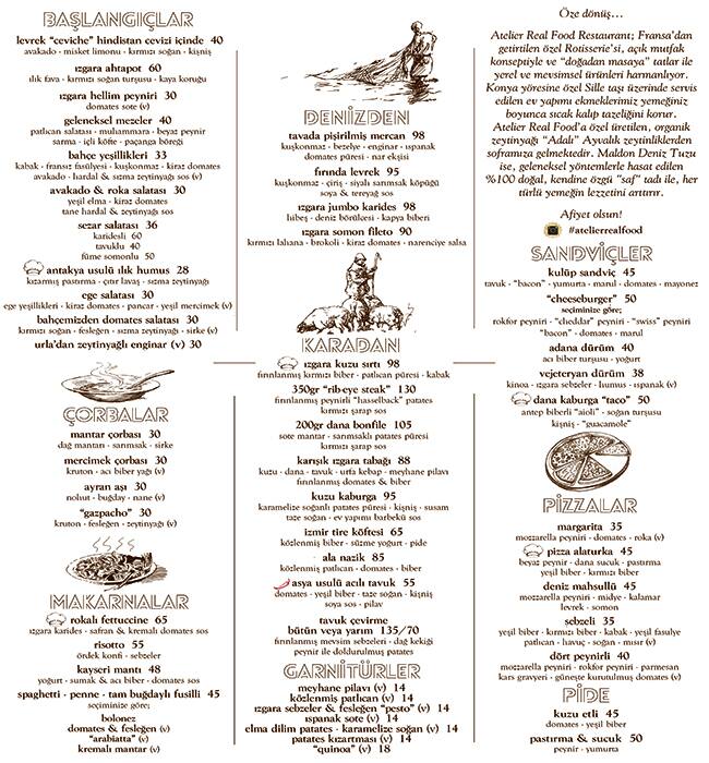 Menu at Atelier Real Food - The Ritz-Carlton, Istanbul, Istanbul