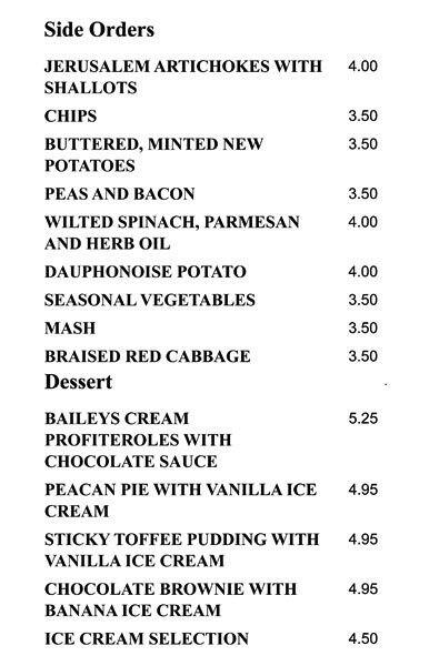 Menu at The Mitre pub & bar, London, 24 Craven Terrace