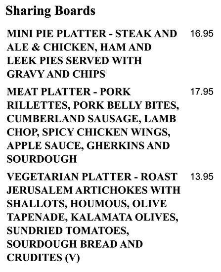 Menu at The Mitre pub & bar, London, 24 Craven Terrace