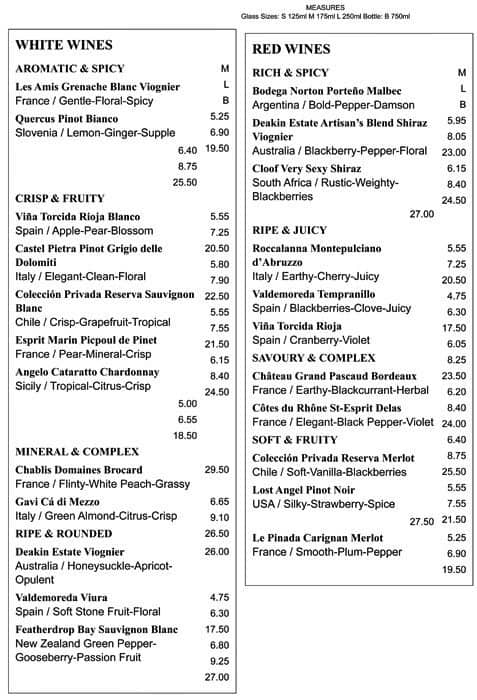 Menu at The Mitre pub & bar, London, 24 Craven Terrace