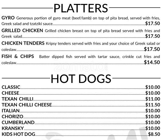 Menu at Miami Grill restaurant, Auckland