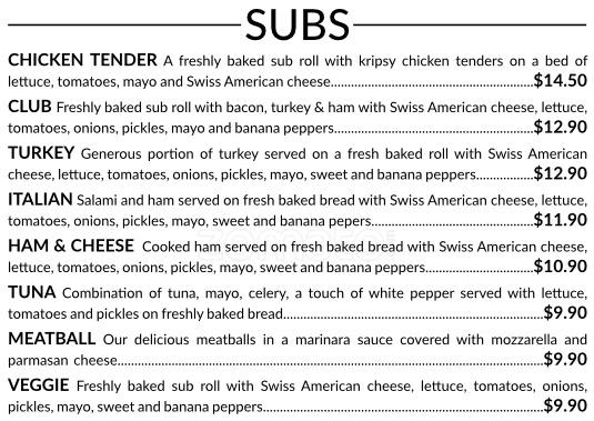 Menu at Miami Grill restaurant, Auckland