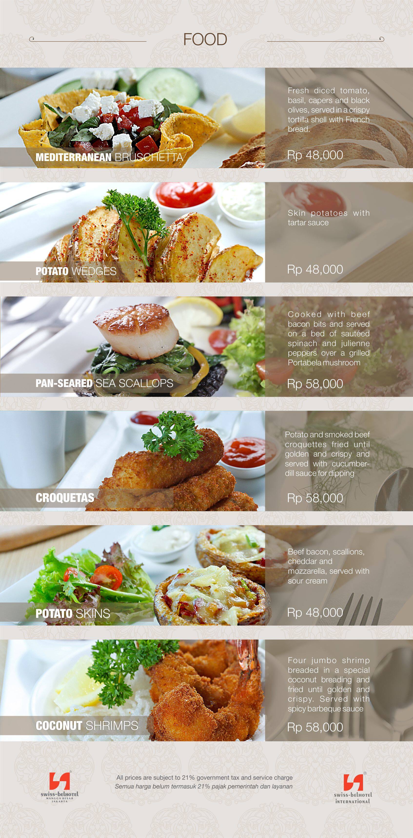Menu at Silver Lounge cafe, Jakarta