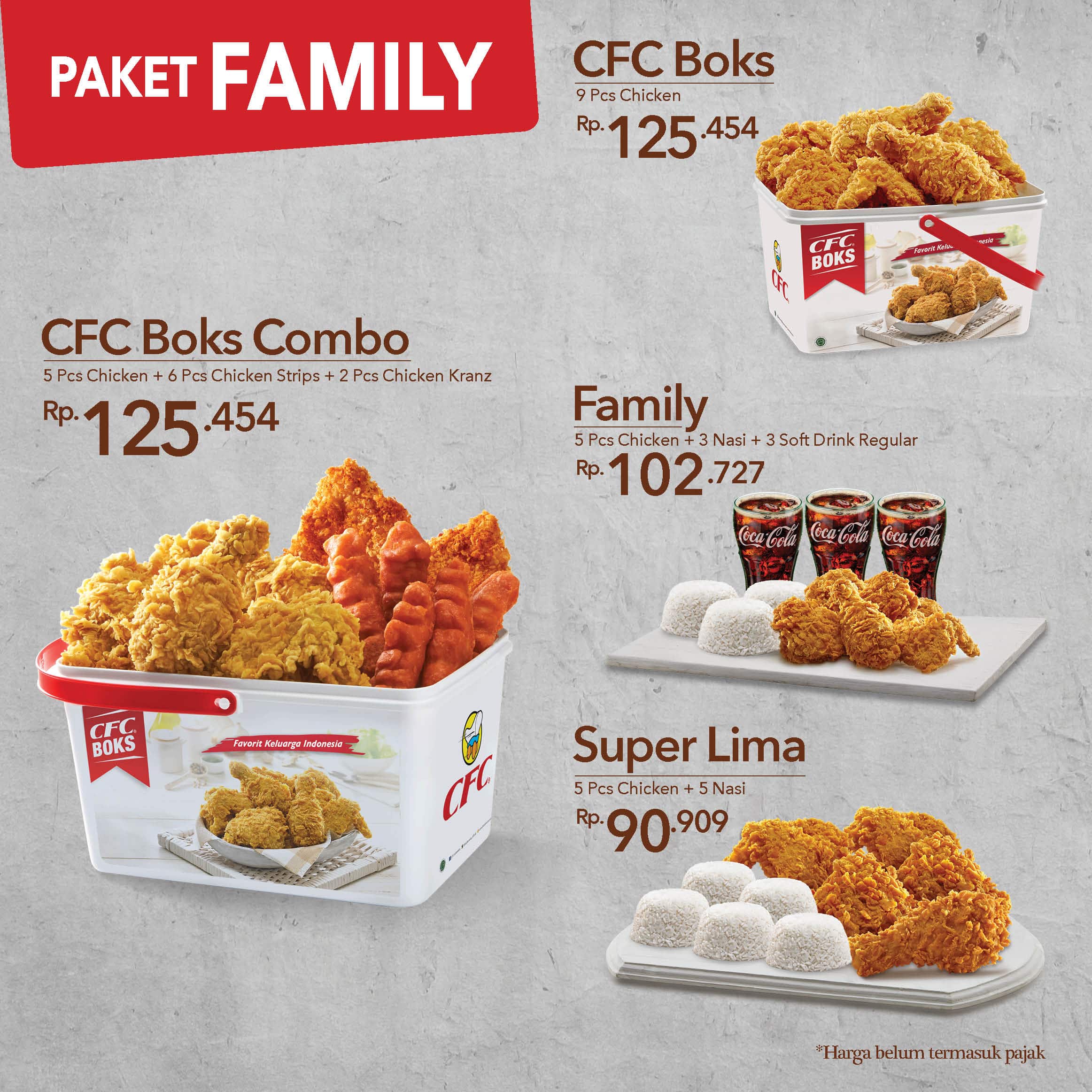 Menu at CFC restaurant, South Jakarta, Jl. Bangka Raya No.33A