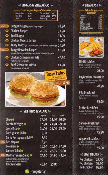 Speisekarte von Barcelos, Durban, Musgrave Centre