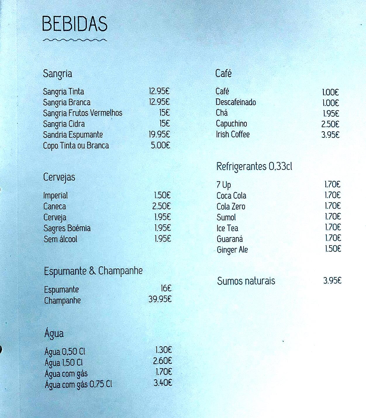 Menu em Marisqueira César - Ericeira restaurante, Ericeira