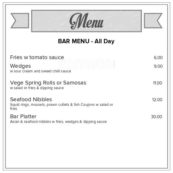 Menu at Ugly Duck, New Plymouth