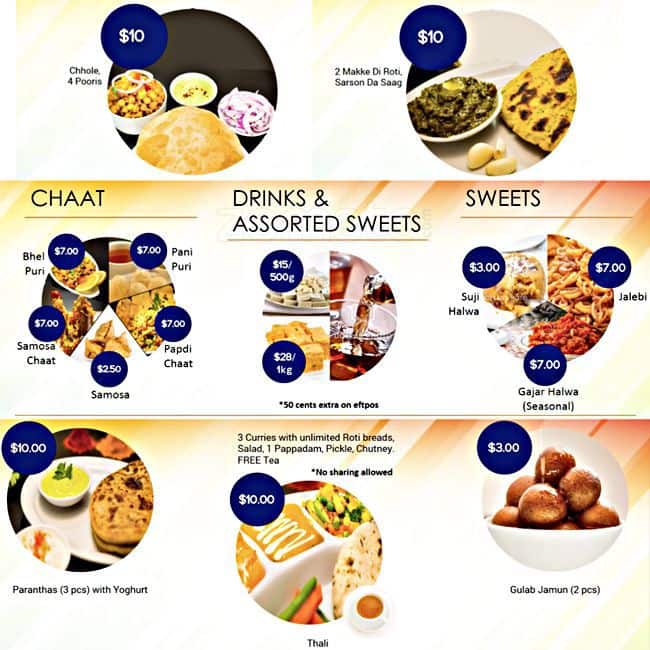 Menu at Delhi Rocks restaurant, Melbourne, 205 King St