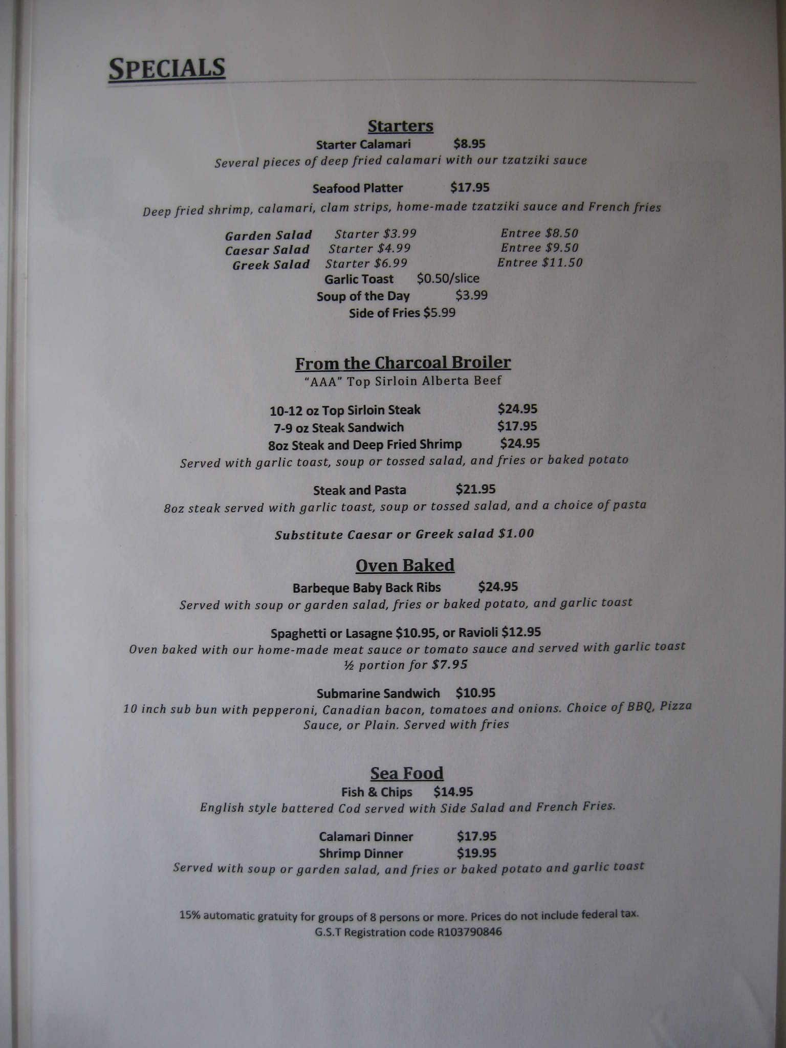 Menu at Banff Ave Pizza pizzeria, Banff