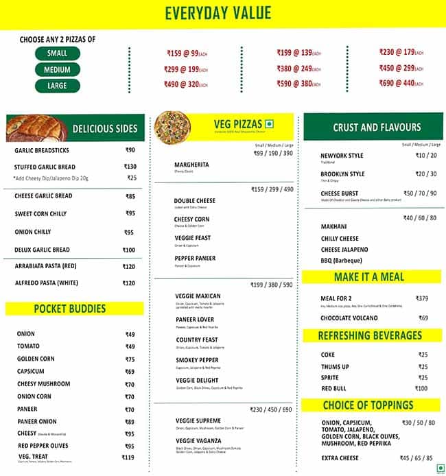 Menu of Drizzle's Pizza, C G Road, Ahmedabad