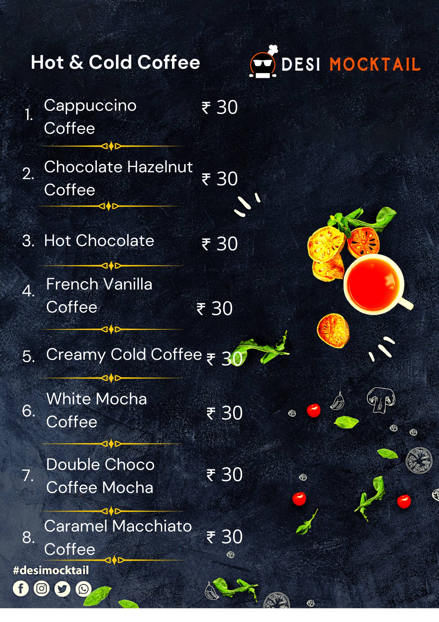 Menu of Desi Mocktail, New BEL Road, Bangalore