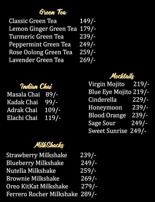 Menu at Ministry Of Coffee Affairs, Hyderabad