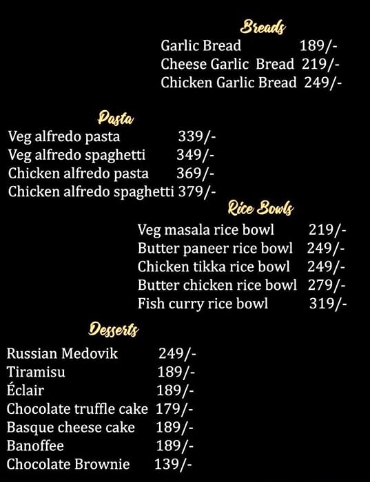 Menu at Ministry Of Coffee Affairs, Hyderabad