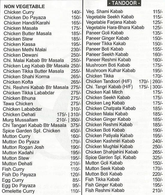 Menu at Patna SpiceGarden, Patna