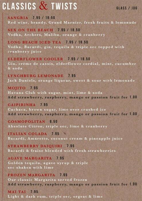 Menu at Red Peppers pizzeria, Birmingham, The Mailbox