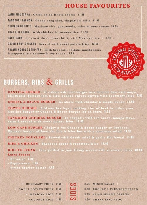 Menu at Red Peppers pizzeria, Birmingham, The Mailbox