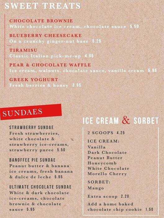 Menu at Red Peppers pizzeria, Birmingham, The Mailbox