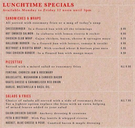 Menu at Red Peppers pizzeria, Birmingham, The Mailbox