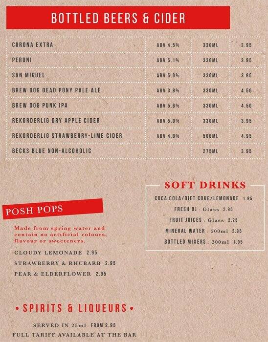 Menu at Red Peppers pizzeria, Birmingham, The Mailbox