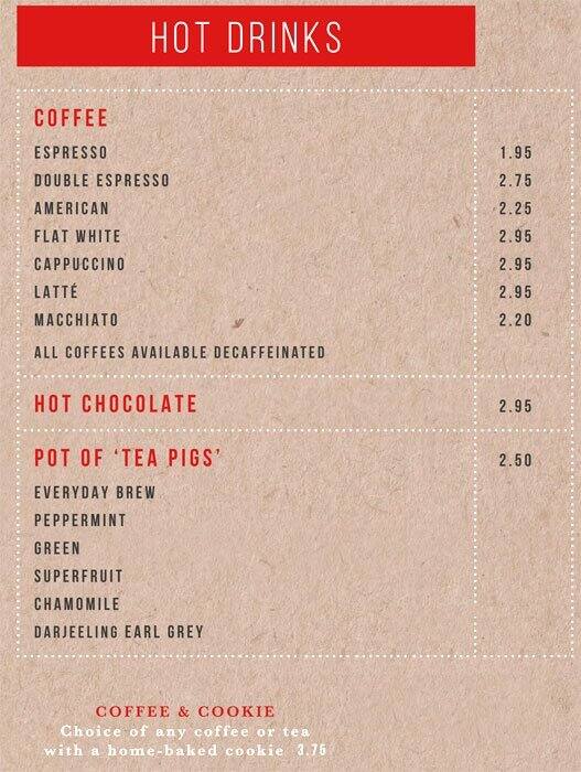 Menu at Red Peppers pizzeria, Birmingham, The Mailbox