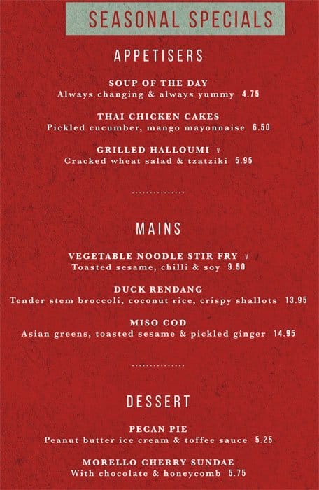 Menu at Red Peppers pizzeria, Birmingham, The Mailbox