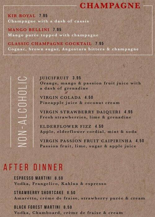 Menu at Red Peppers pizzeria, Birmingham, The Mailbox