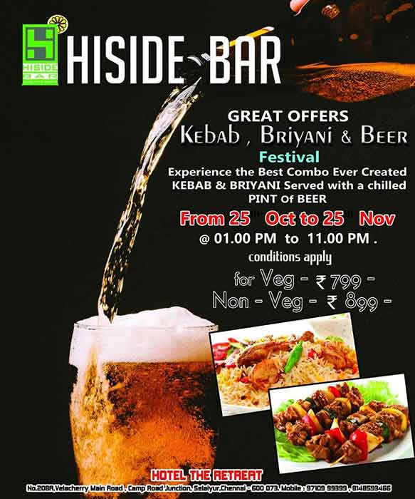 Menu at Hiside Bar, Chennai, 2nd Floor
