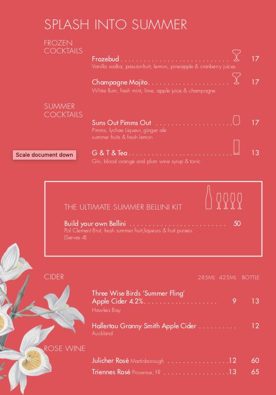 Menu at Chow Tory restaurant, Wellington, 45 Tory St