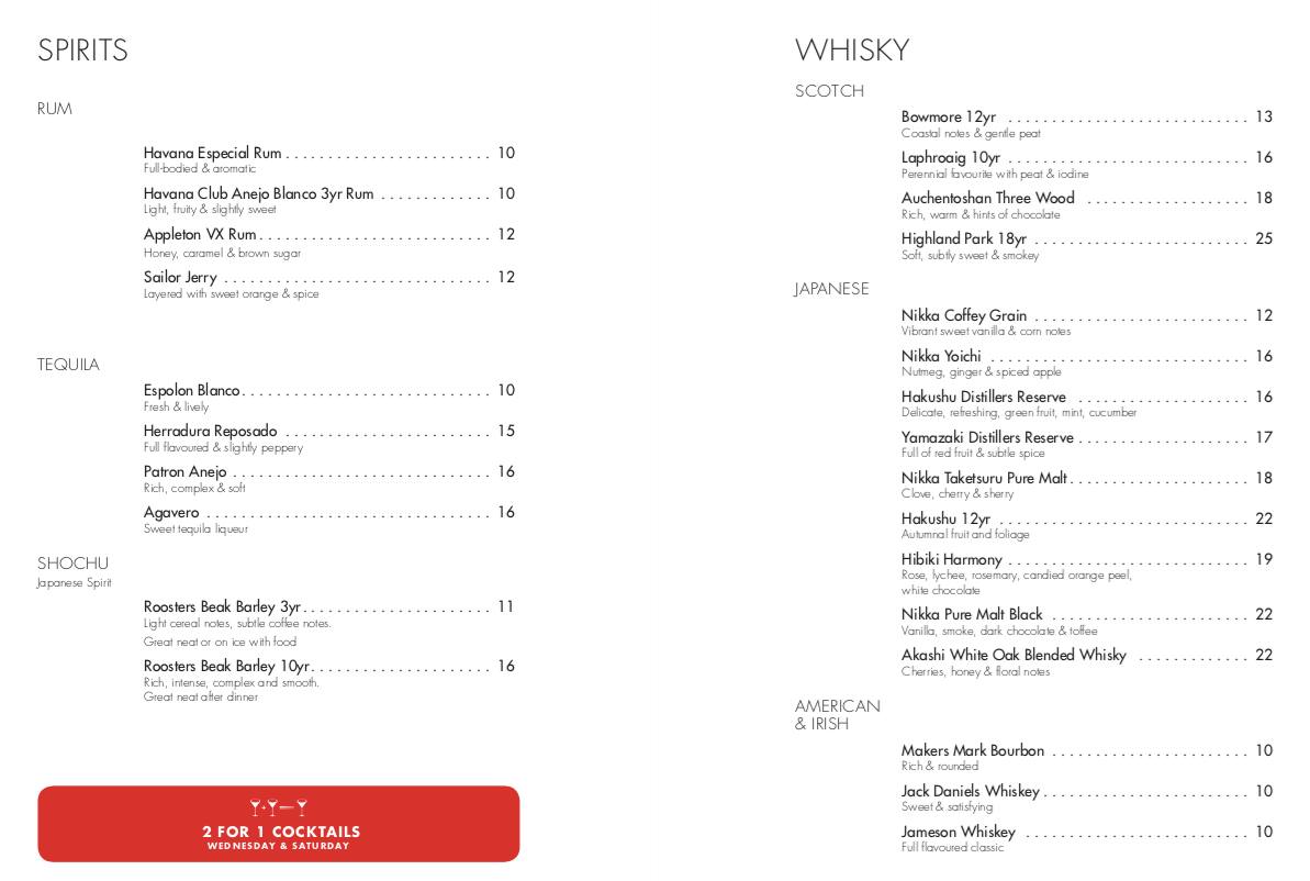 Menu at Chow Tory restaurant, Wellington, 45 Tory St