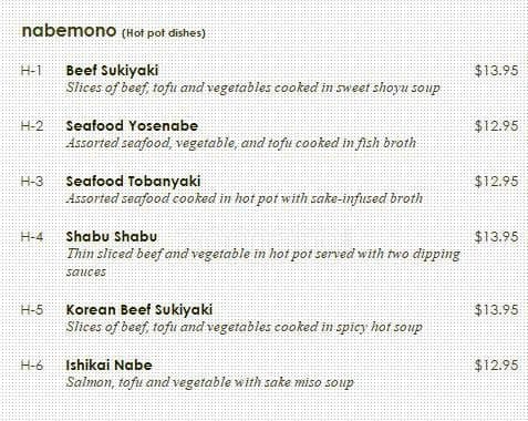 Menu at Tomodachi | Sushi Bistro Restaurant, Hayward